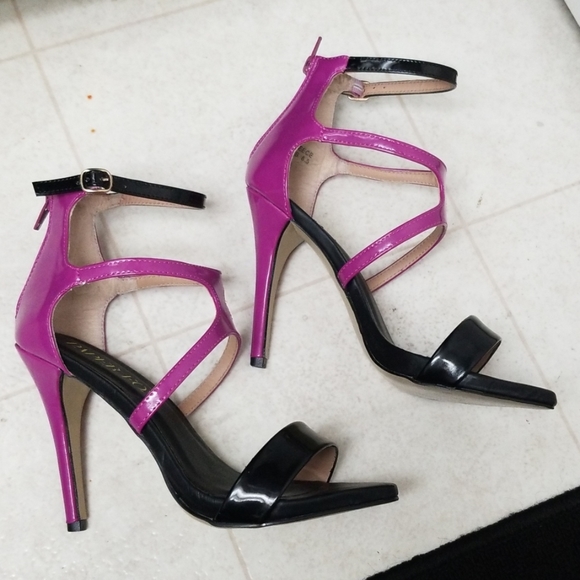 Paper Fox | Shoes | Sexy Purple Black Heels Vegan Leather Reece | Poshmark
